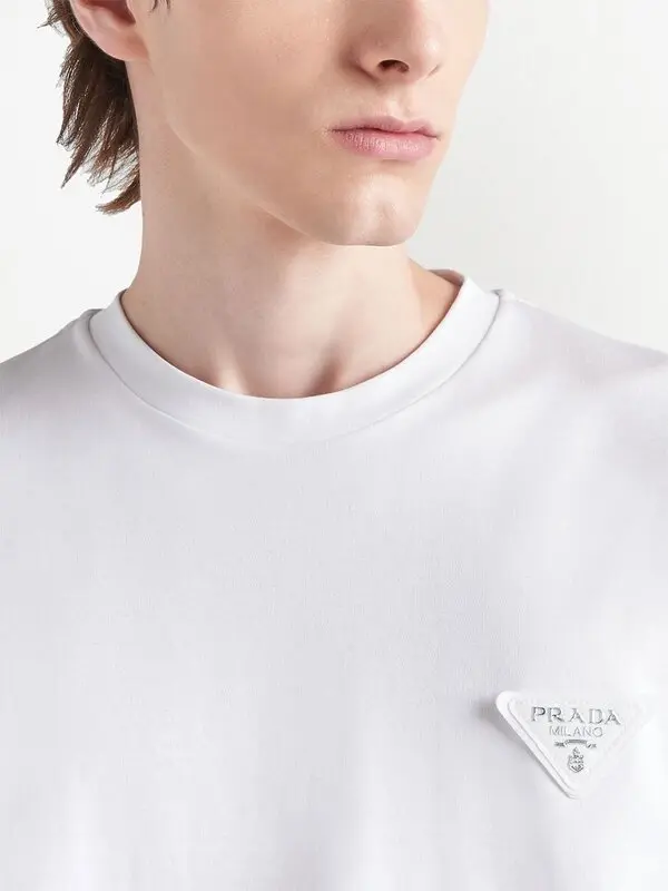 Prada Logo-Patch Long-Sleeve T-Shirt - White | Editorialist