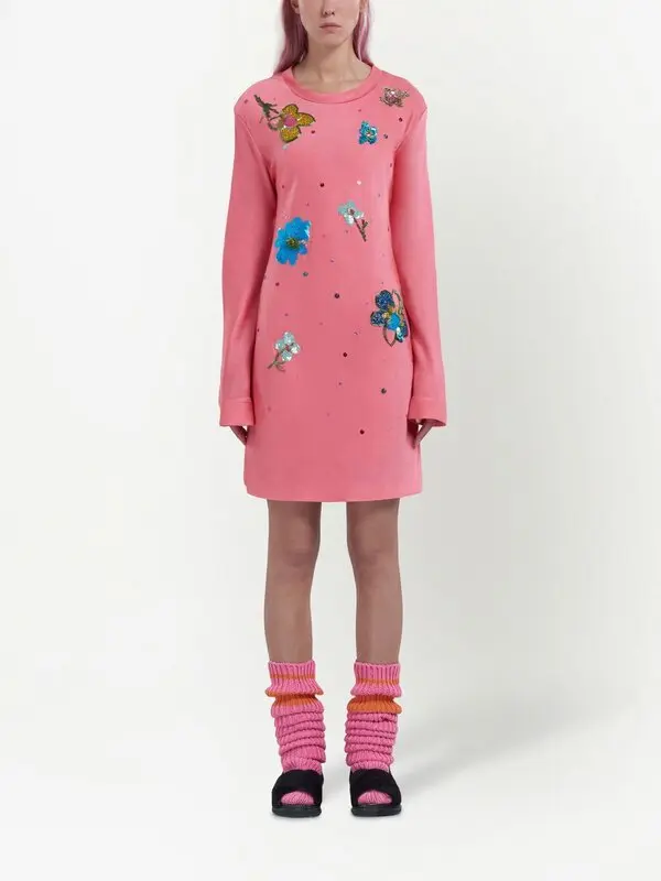 Marni Floral Sequin-embellished Mini Dress