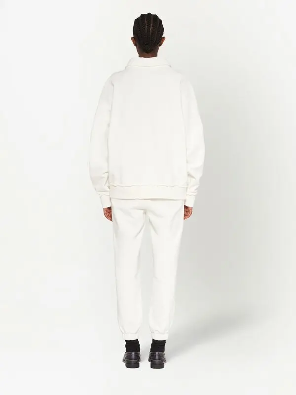 Miu Miu Logo-Patch Polo Sweatshirt - White | Editorialist