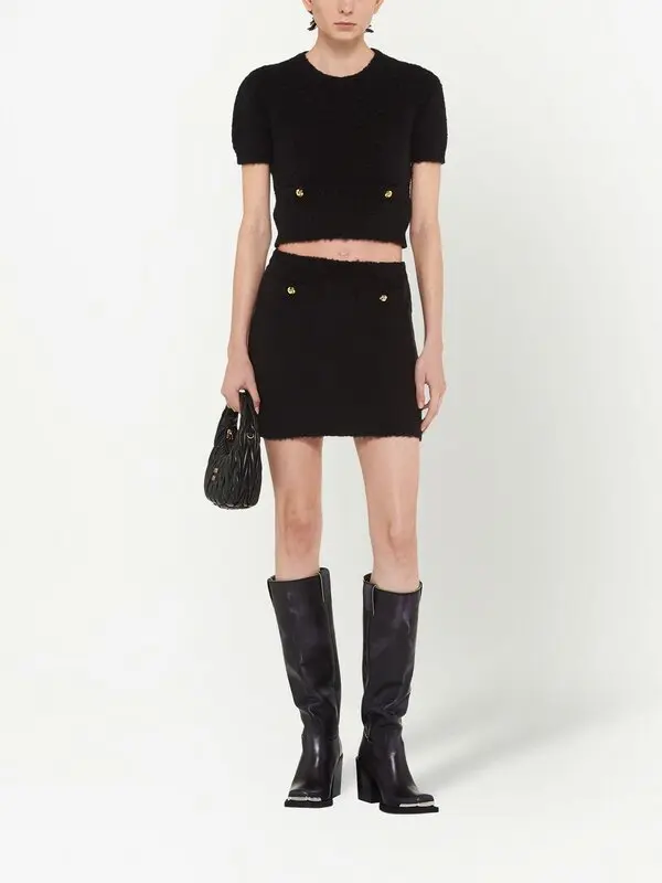 Miu Miu High-waisted Bouclé Miniskirt