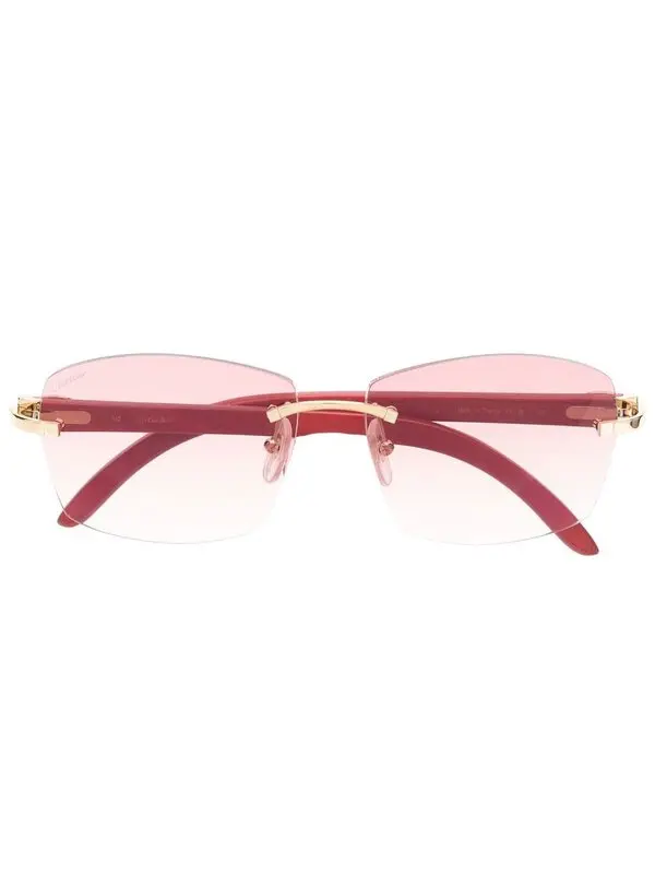 Cartier Rimless Rectangle-frame Sunglasses - Red