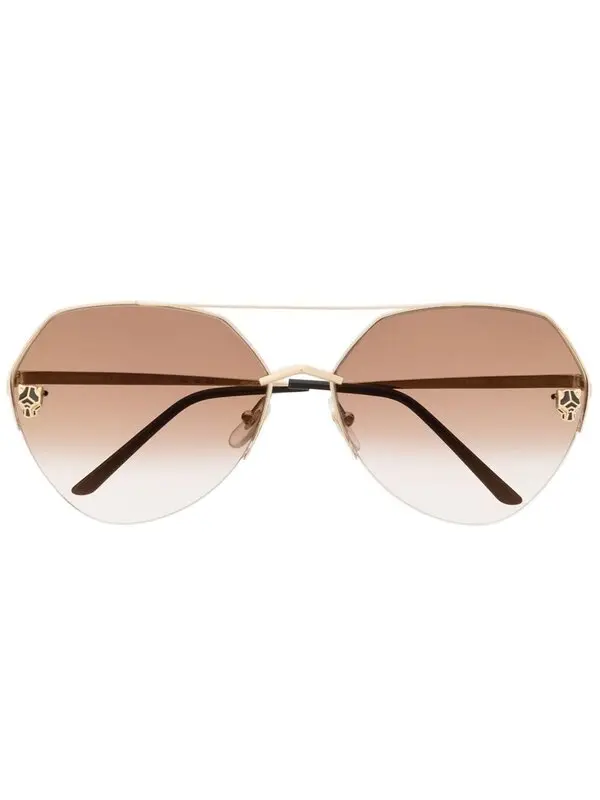 Cartier Panther Head-detail Sunglasses - Gold