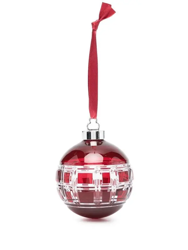 Ralph Lauren Hudson Plaid Glass Bauble - Red