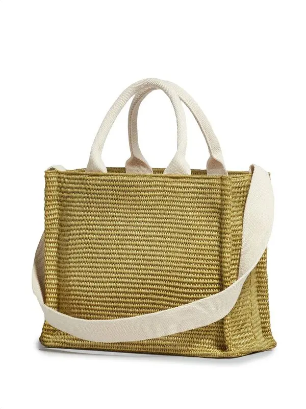 Marni Embroidered-logo Woven Shopping Tote Bag - Green