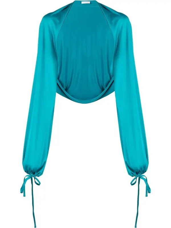 P.a.r.o.s.h Drawstring-detailed Long-sleeved Shrug - Blue