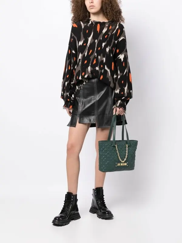 Moschino Quilted Leather Tote Bag