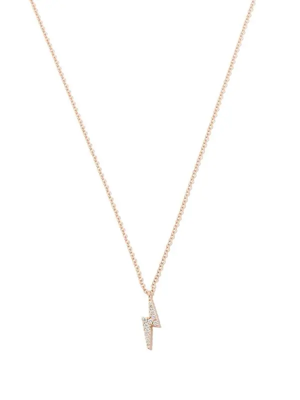 MARIA TASH 18kt Rose Gold Black Diamond Lightning Bolt Necklace - Pink