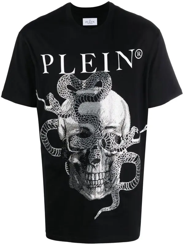 Philipp Plein Snake-print Round-neck T-shirt - Black