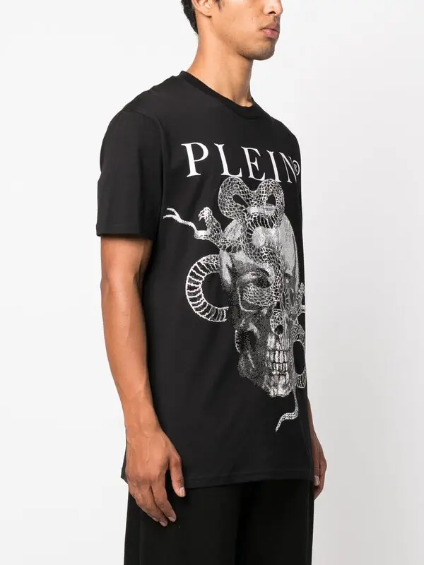 Philipp Plein Snake-print Round-neck T-shirt - Black