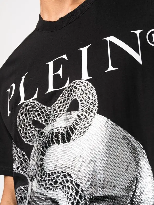 Philipp Plein Snake-print Round-neck T-shirt - Black