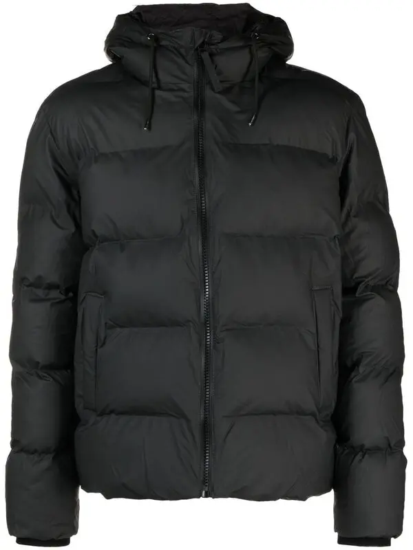 Rains Metallic-sheen Puffer Jacket - Black