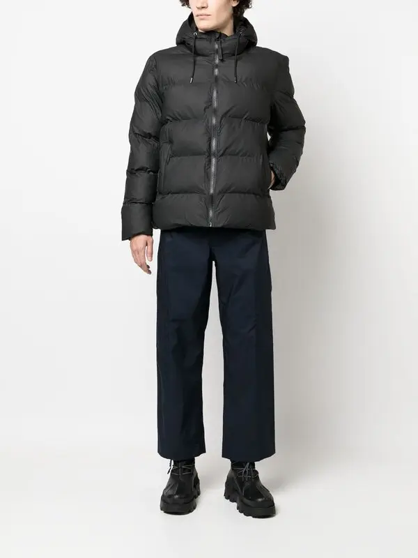 Rains Metallic-sheen Puffer Jacket - Black