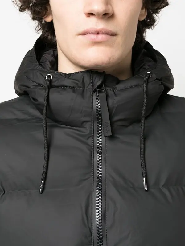 Rains Metallic-sheen Puffer Jacket - Black