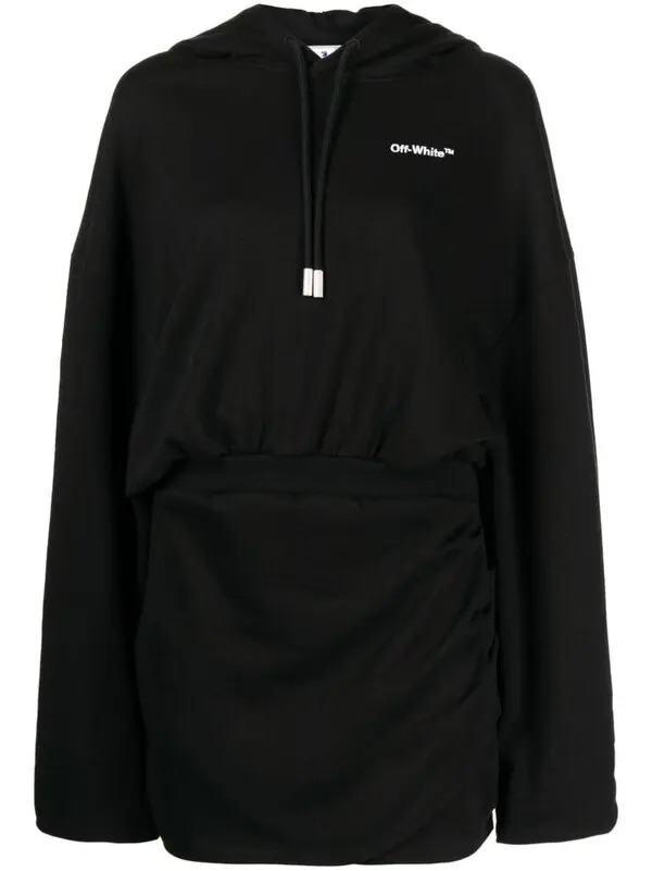 Off-White Logo-embroidered Cotton Hoodie - Black