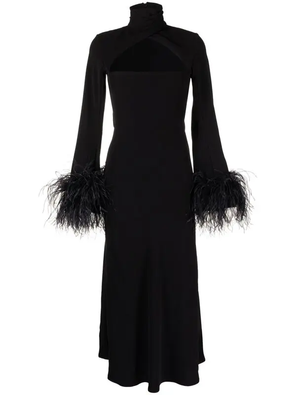 16Arlington Odessa Feather-trim Midi Dress