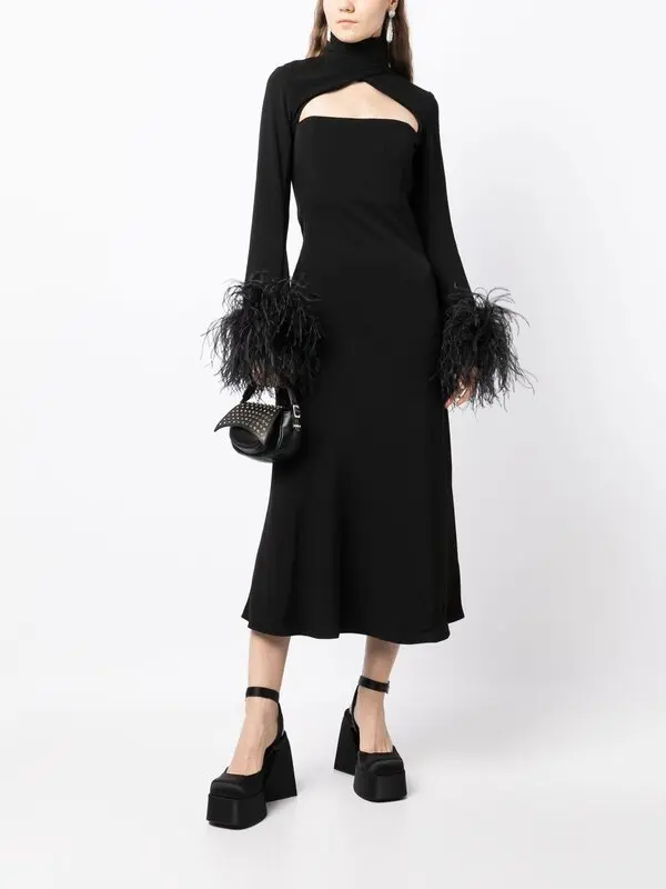 16Arlington Odessa Feather-trim Midi Dress