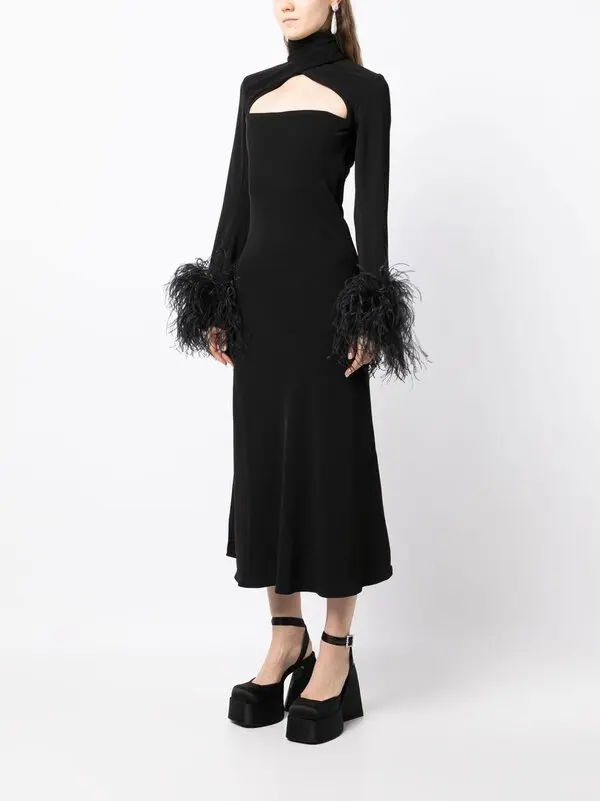 16Arlington Odessa Feather-trim Midi Dress