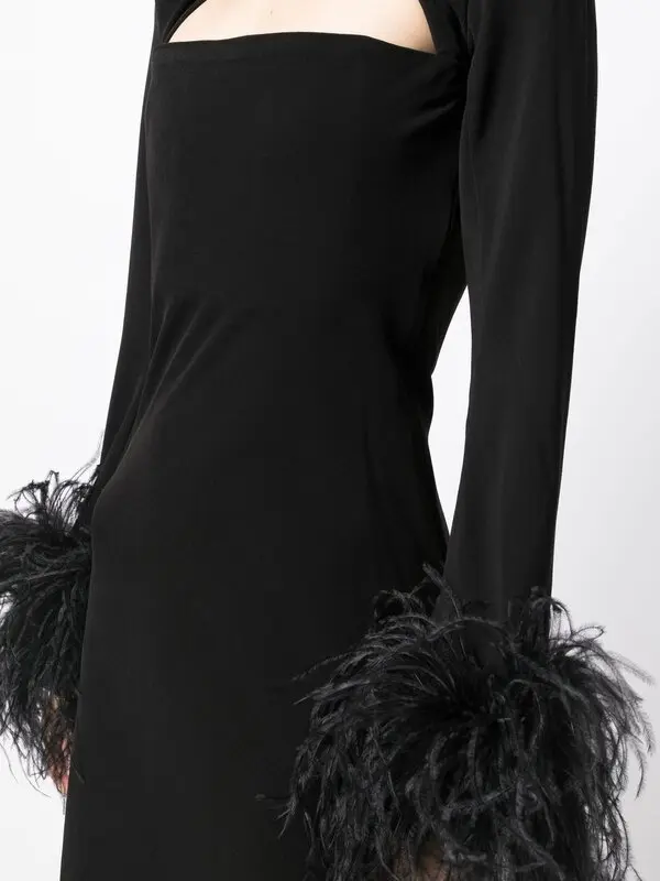 16Arlington Odessa Feather-trim Midi Dress