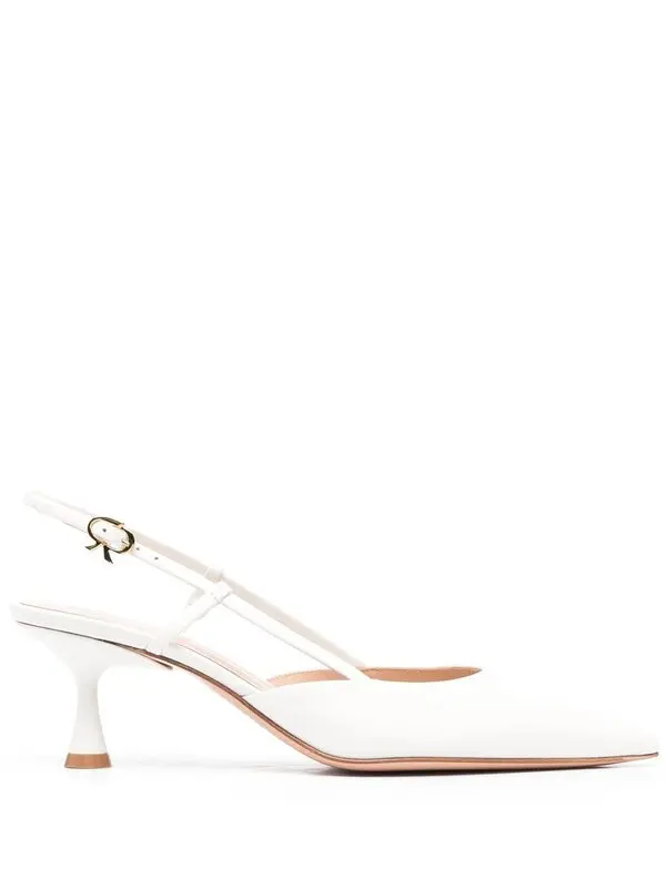 GIANVITO ROSSI Pointed Toe Slingback Leather Pumps - White