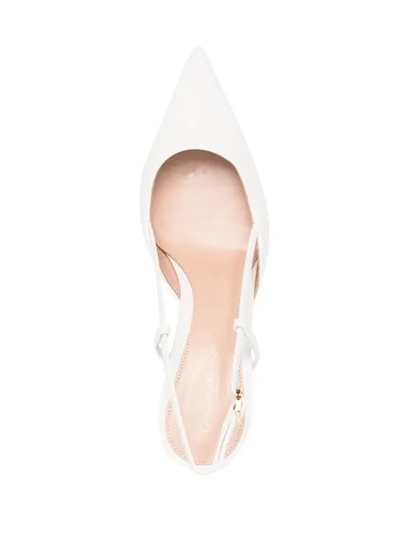 GIANVITO ROSSI Pointed Toe Slingback Leather Pumps - White