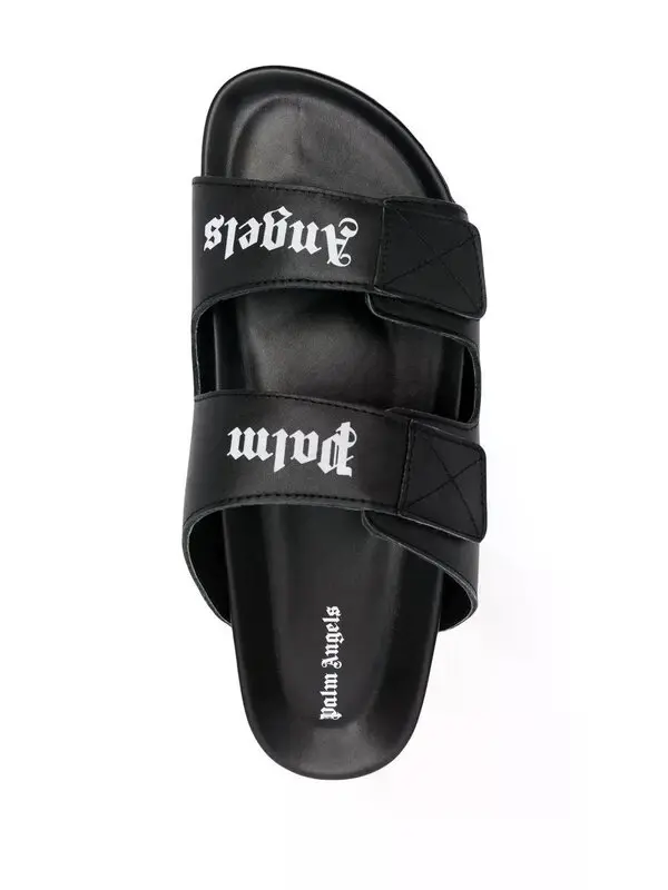 Palm Angels Logo-print Touch-strap Slides - Black