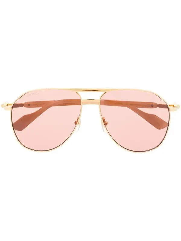 Gucci Pilot-frame Tinted Sunglasses - Gold