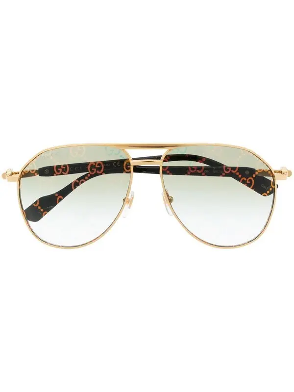 Gucci Pilot Frame Sunglasses - Gold