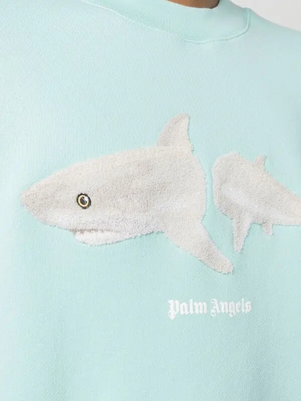 Palm Angels Broken Shark Cotton Sweatshirt - Blue