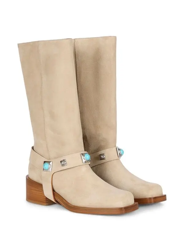 Etro Turquoise-stone Embellished Boots