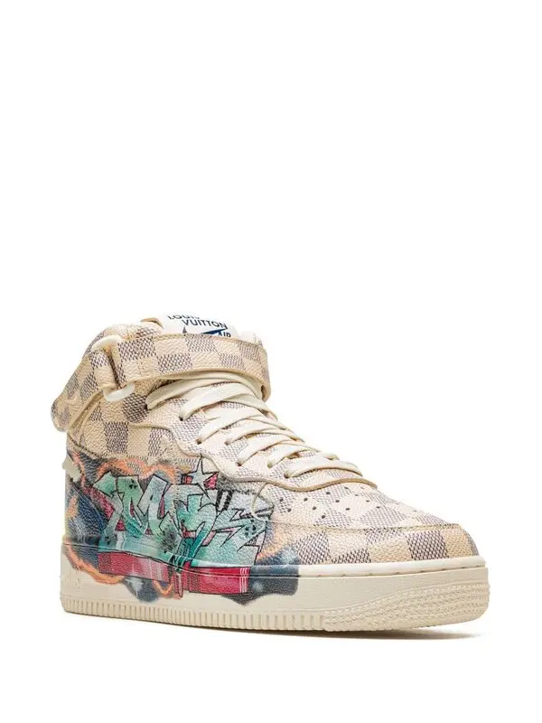 Nike X Louis Vuitton Air Force 1 Mid Virgil Abloh Graffiti Sneakers