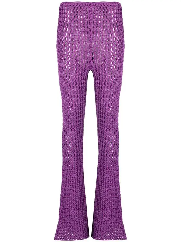 Moschino Crochet-knit Flared Trousers - Purple