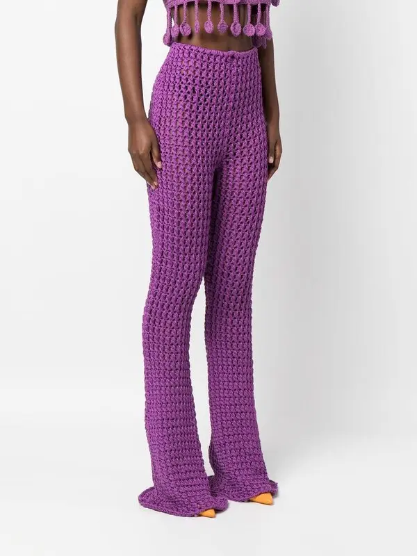 Moschino Crochet-knit Flared Trousers - Purple