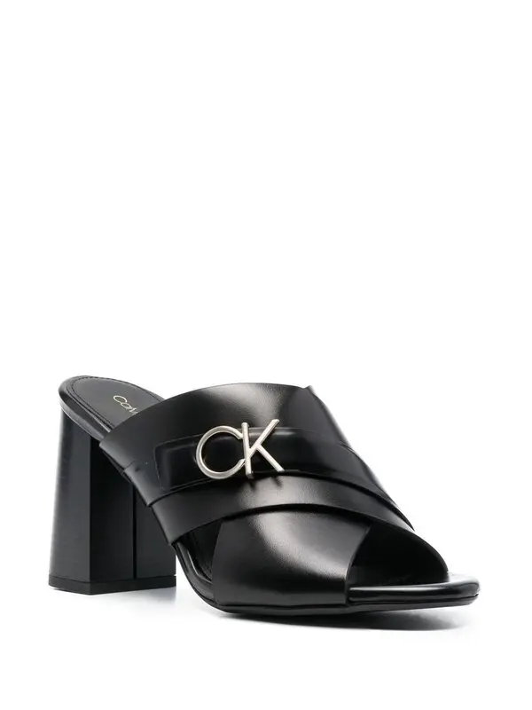 Calvin Klein 95mm Logo-plaque Sandals - Black
