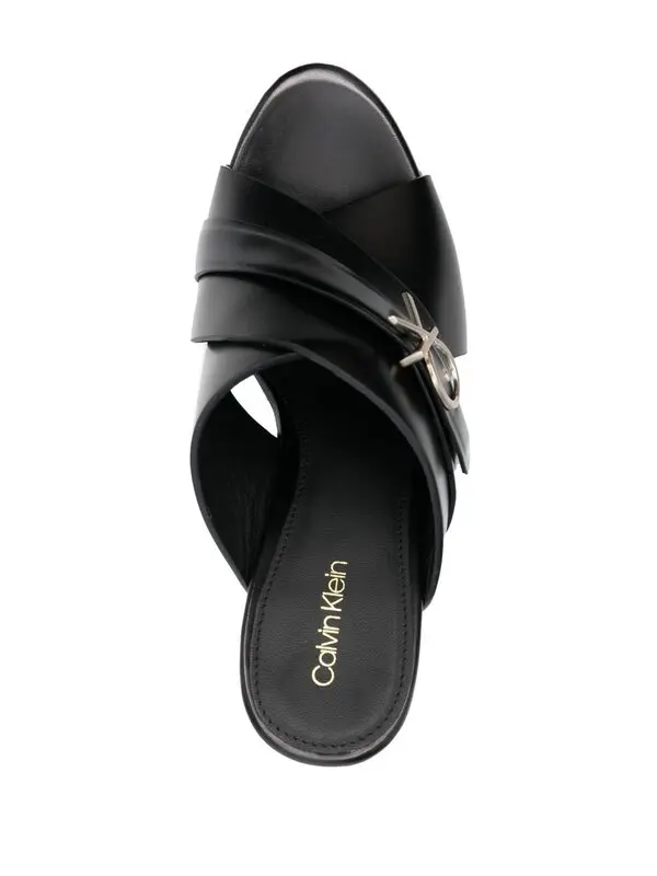Calvin Klein 95mm Logo-plaque Sandals - Black