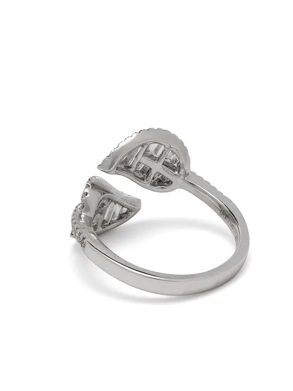 ANITA KO 18kt White Gold Diamond Leaf Ring - Silver