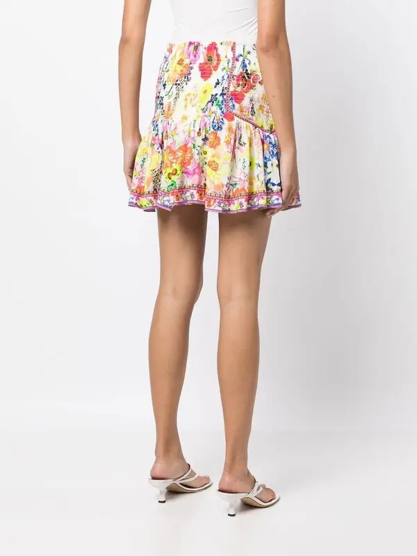 Camilla Shirred-waist Mini Skirt