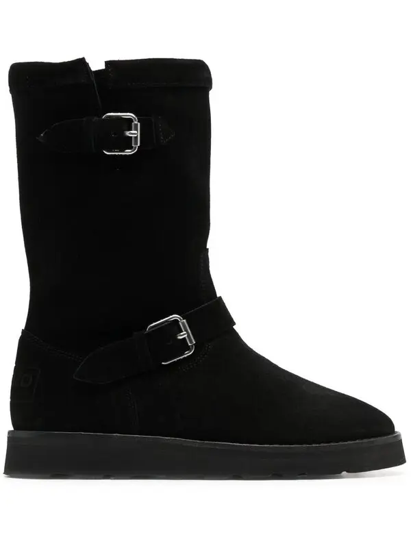 Kenzo Buckle-detail Suede Boots - Black