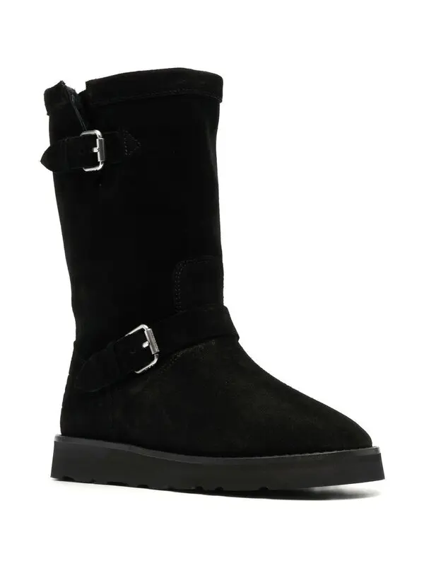 Kenzo Buckle-detail Suede Boots - Black