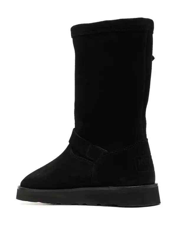 Kenzo Buckle-detail Suede Boots - Black