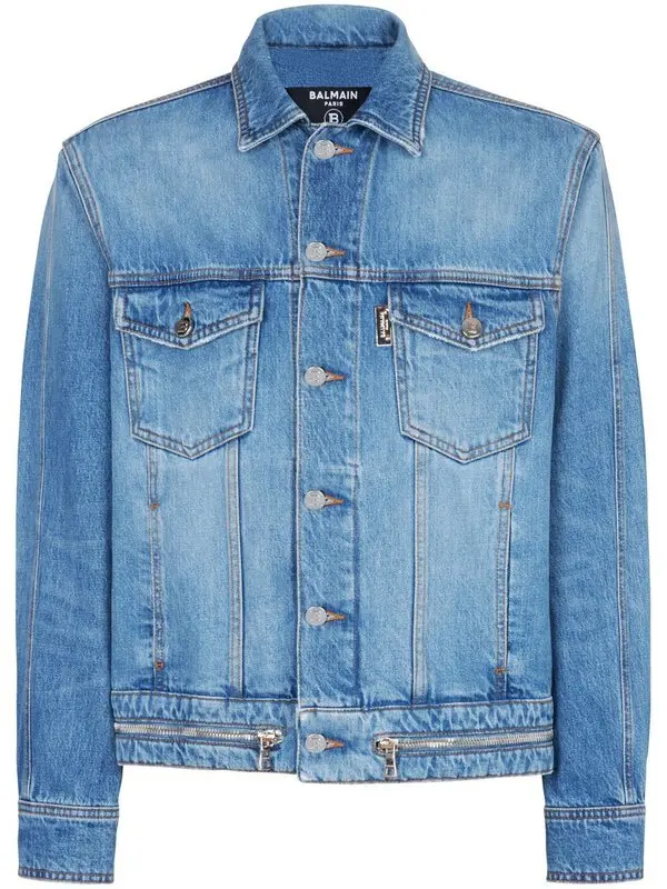 Balmain Zip-detail Denim Jacket - Blue