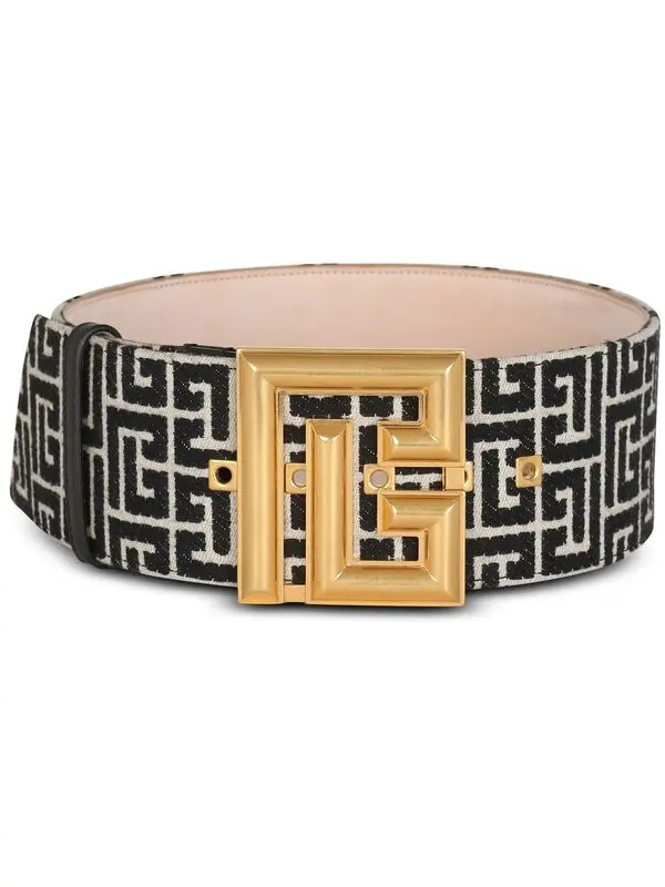 Balmain Monogram Wide Belt In Black - 40% Off | Editorialist display picture 1