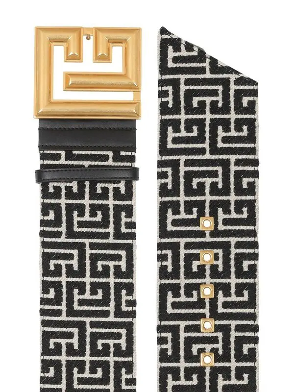 BALMAIN - Monogram-pattern wide belt Balmain Monogram Wide Belt - Black | Editorialist main image 3