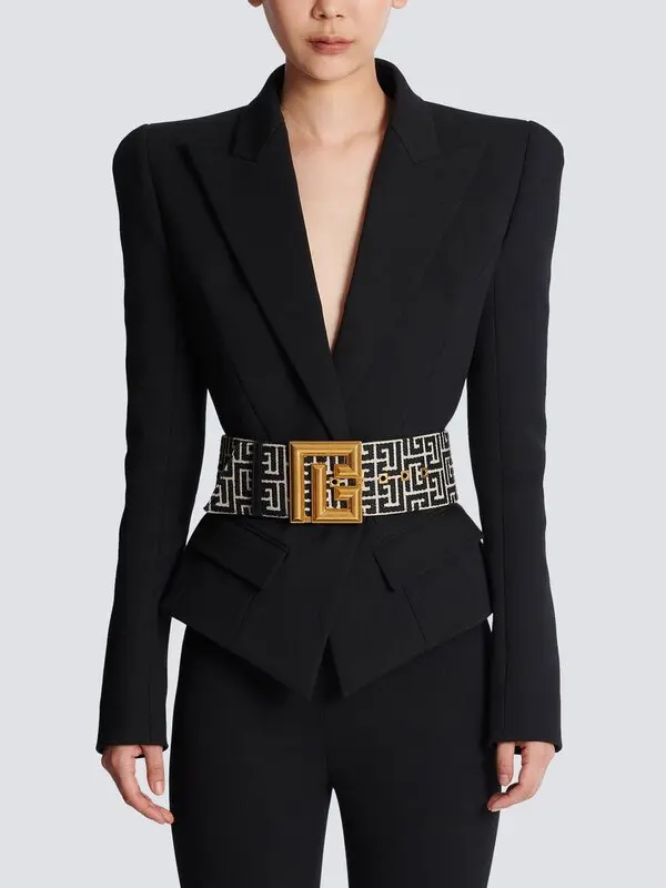 BALMAIN - Monogram-pattern wide belt Balmain belts original main image 4