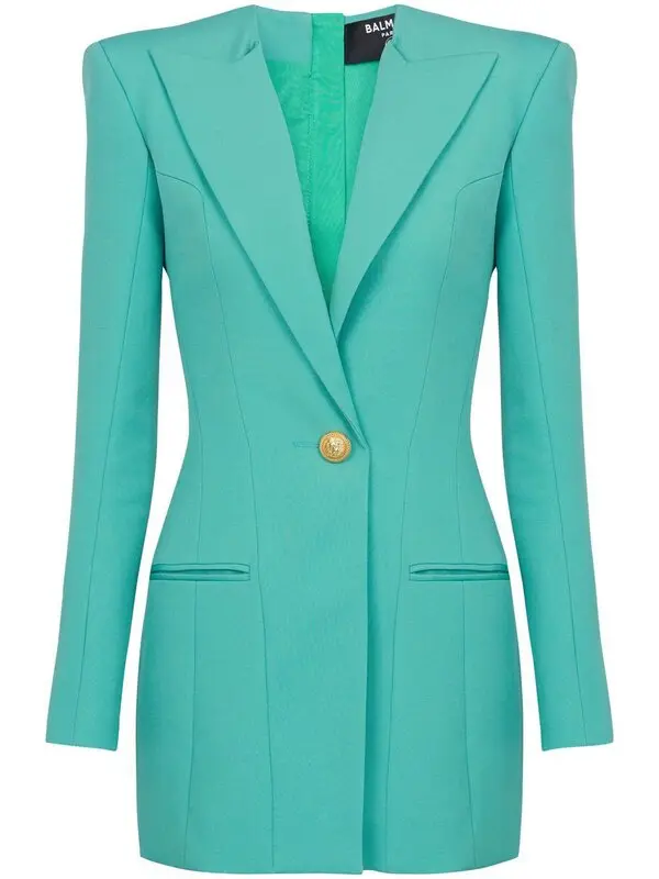 Balmain Blazer-style Wool Dress - Blue