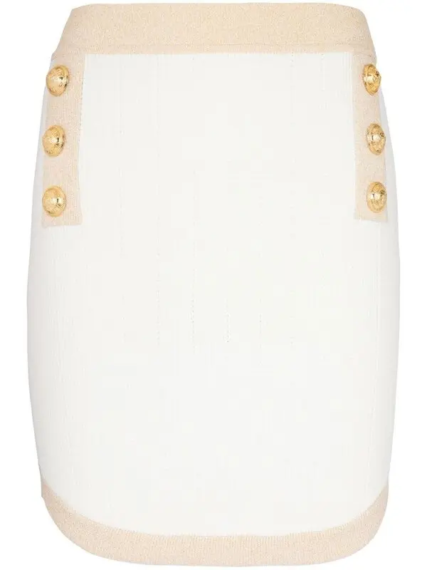 Balmain Button-embellished Miniskirt - Neutrals