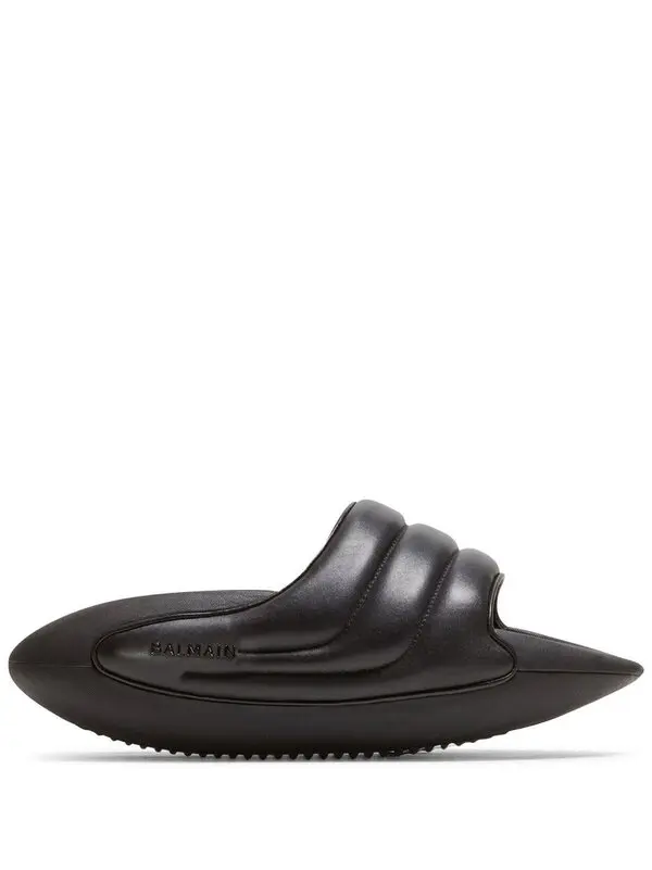 Balmain B-it Quilted Platform Slides - Black