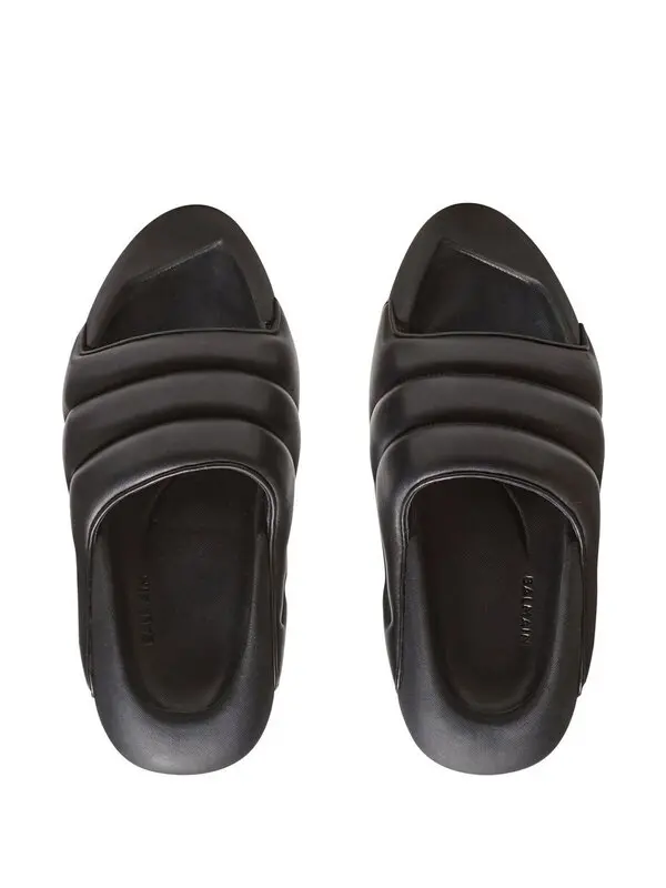 Balmain B-it Quilted Platform Slides - Black