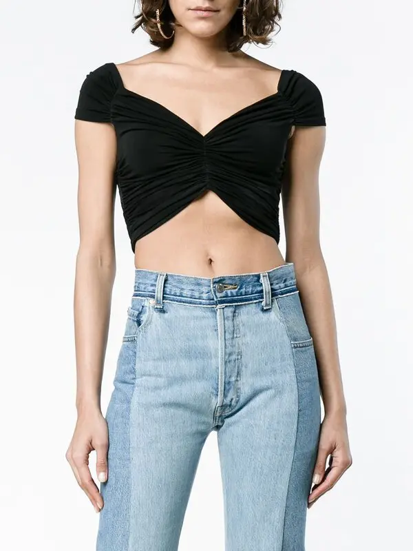 Off-White Off-shoulder Ruched Cropped Top