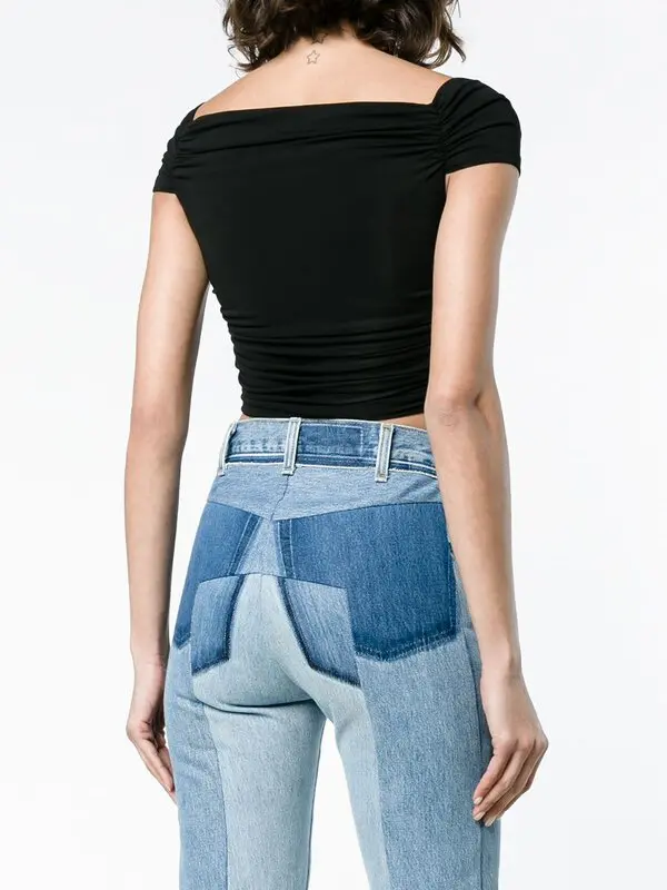 Off-White Off-shoulder Ruched Cropped Top