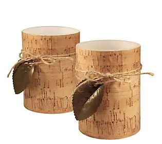 LUMABASE Set Of 2 Cork Wrapped Flameless Candle S - One-color